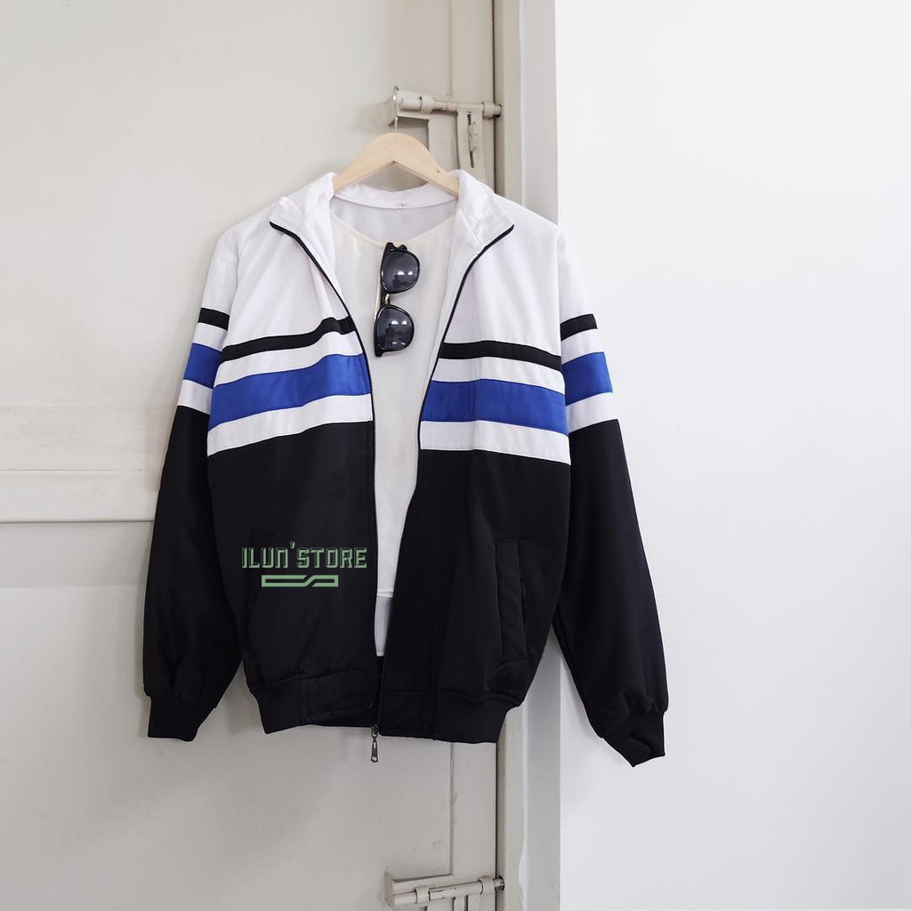 Jual JAKET CASUAL TRACKTOP Premium [Putih-Hitam] | Shopee Indonesia