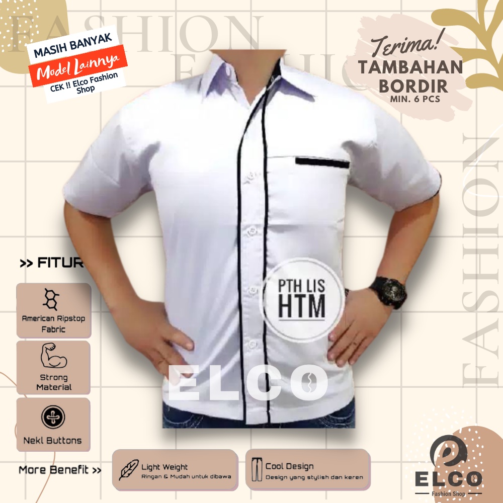 Jual Seragam baju kemeja putih list hitam 02 baju pdh kombinasi kantor ...