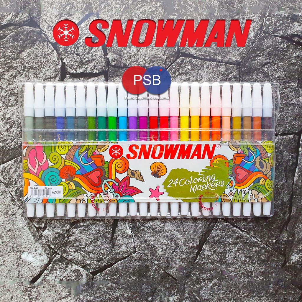 Jual Spidol Snowman Marker set 24 warna / Snowman Coloring Marker ...