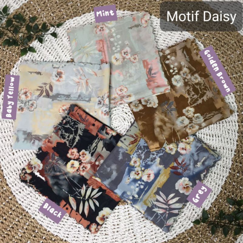Jual Milyarda hijab segiempat motif daisy jilbab cantik mudah dibentuk ...