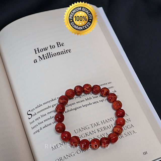 Jual Gelang Tangan Pria Wanita Batu Akik Marjan Merah Red Coral ASLI ...