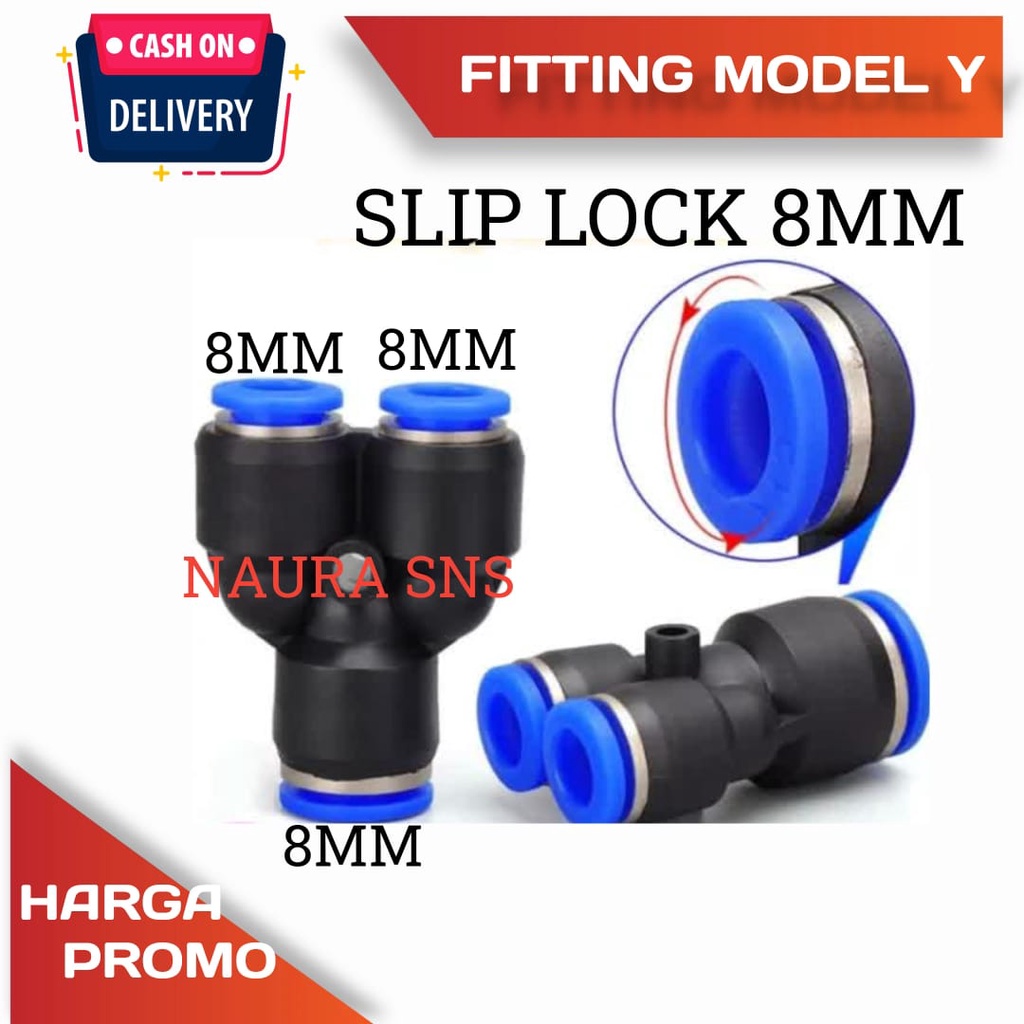 Jual PNEUMATIC SLIP LOCK Y 8mm 3 WAY PUSH IN MIST NOZZEL SELANG PU 8mm ...