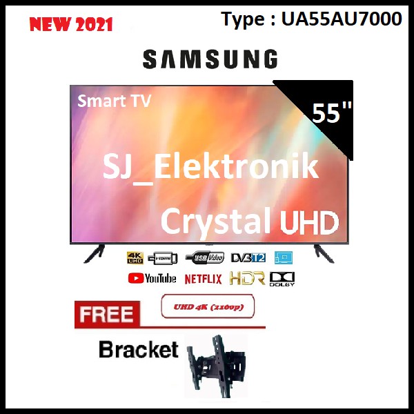 Jual (KHUSUS LUAR KOTA) Braket + LED TV Samsung 55 Inch UA55AU7000 - 55AU7000 Crystal UHD ...