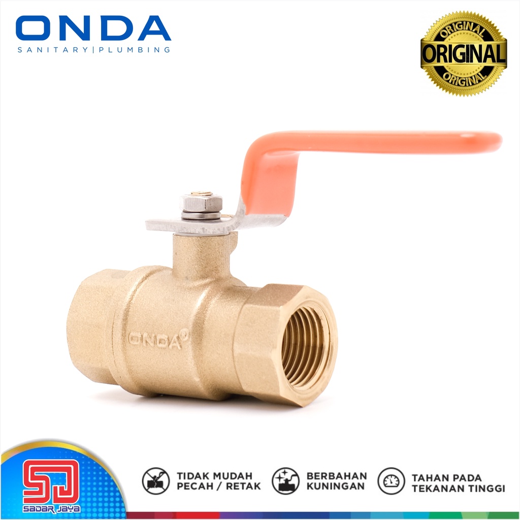 Jual ONDA Ball Valve Katup Keran Stop Kran Kuningan Drat Dalam Brass 1/2" 3/4" 1" 0.5 inch 1 ...