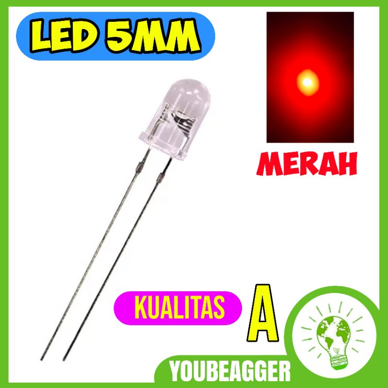 Jual LED 5mm Merah 1.9-2.1volt | Shopee Indonesia