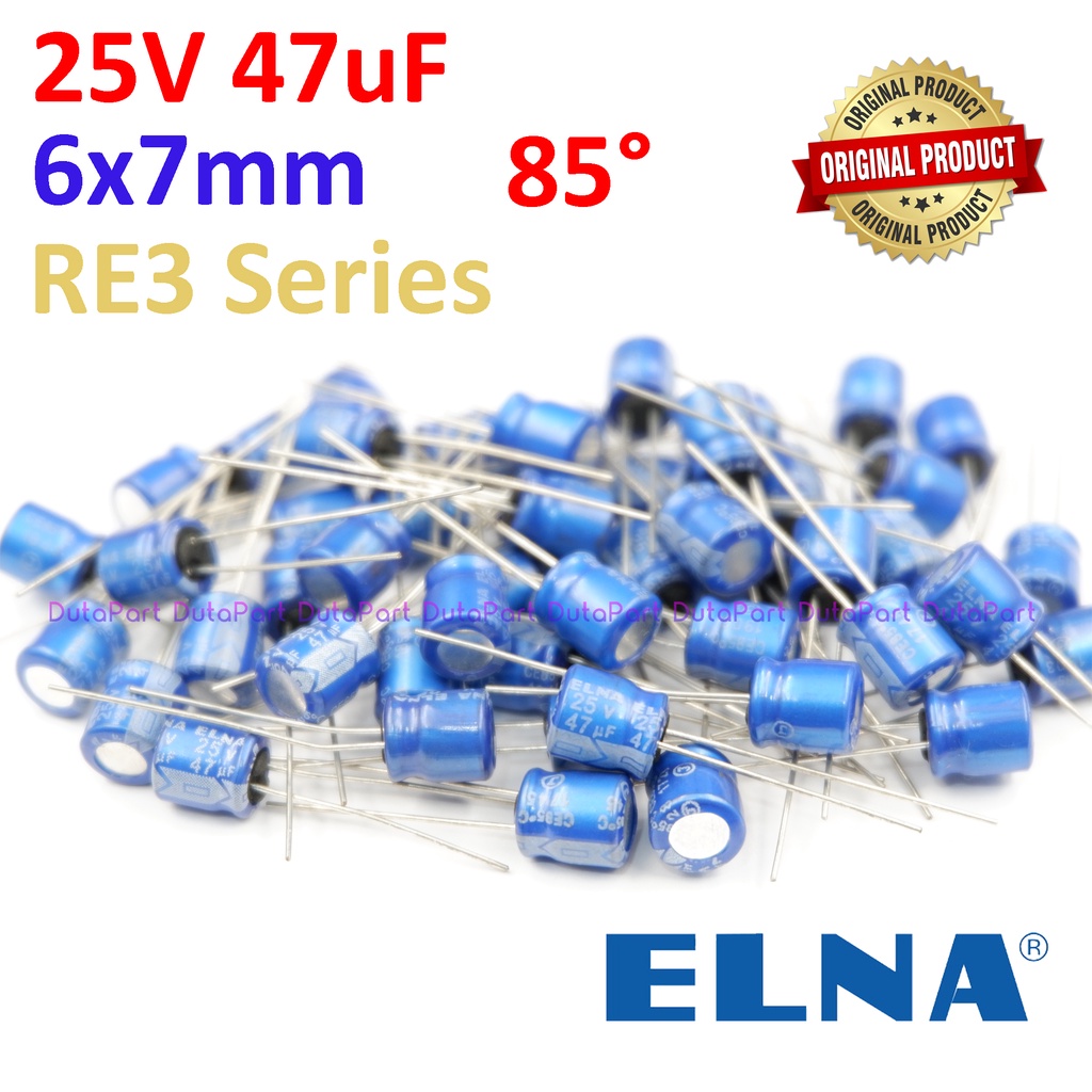 Jual 25V 47uF ORIGINAL ELNA RE3 Series Kapasitor Capasitor Elko Elco ...