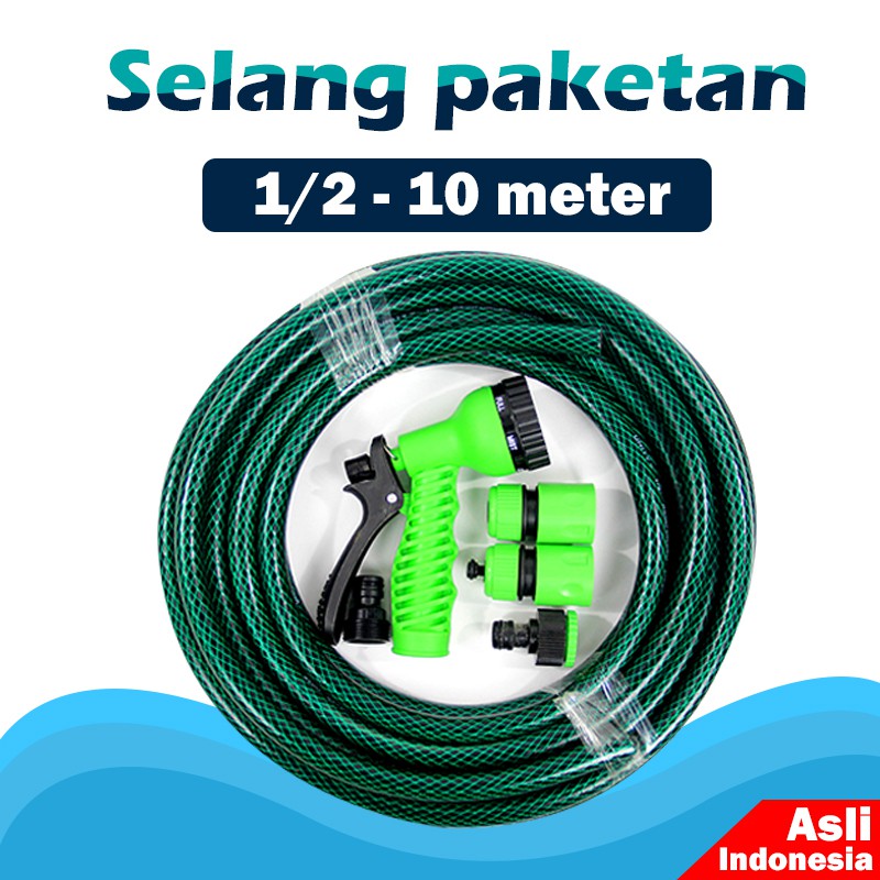 Jual SELANG GEMUK Selang Air 1/2 10 Meter Dengan Semprotan Air 7 Model Penyiraman Selang Air ...