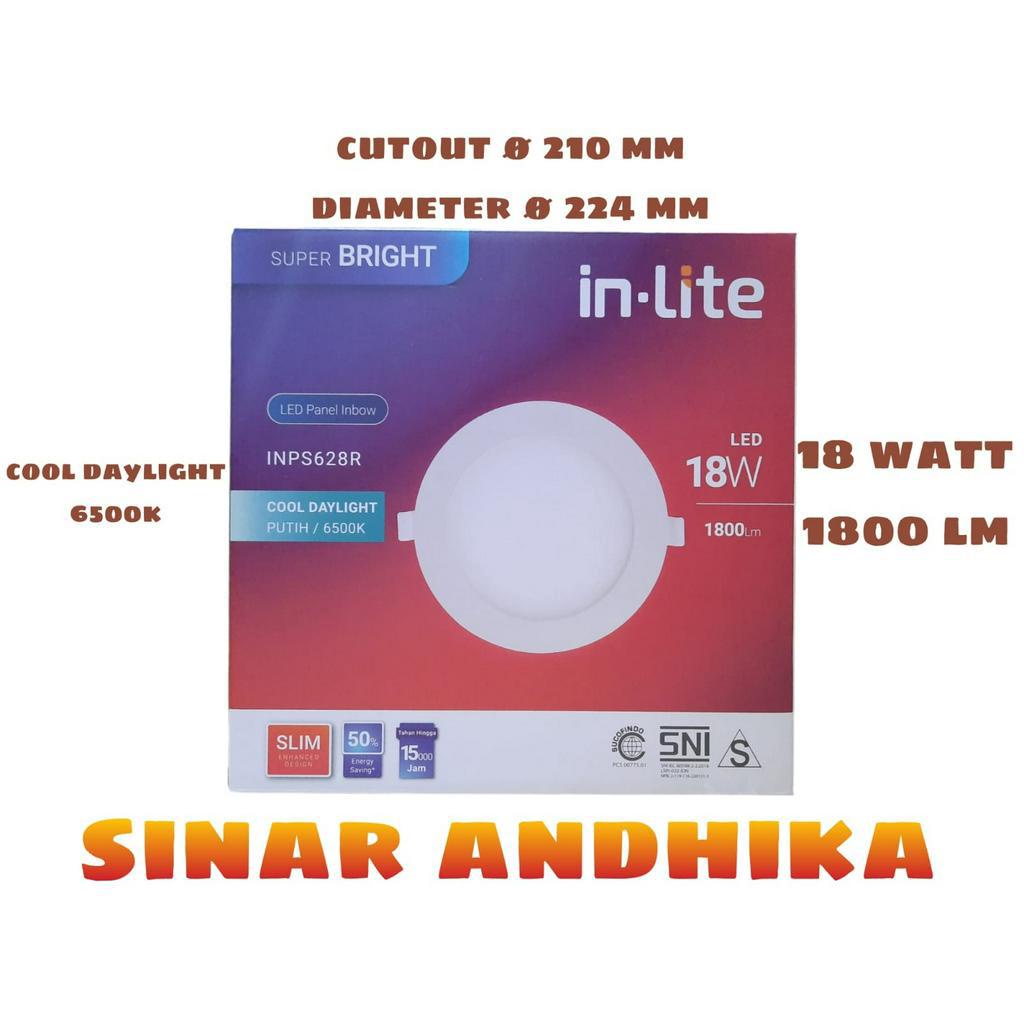 Jual Lampu Led Downlight In-Lite Panel Inbow Bulat 18 Watt INPS628R ...