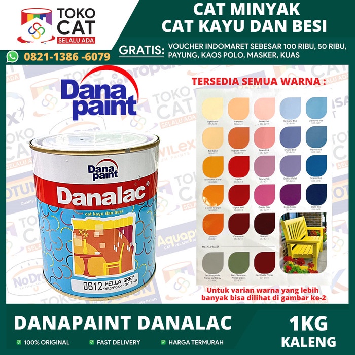 Jual CAT MINYAK / KAYU / BESI / DANAPAINT DANALAC 1LTR SEMUA WARNA ...