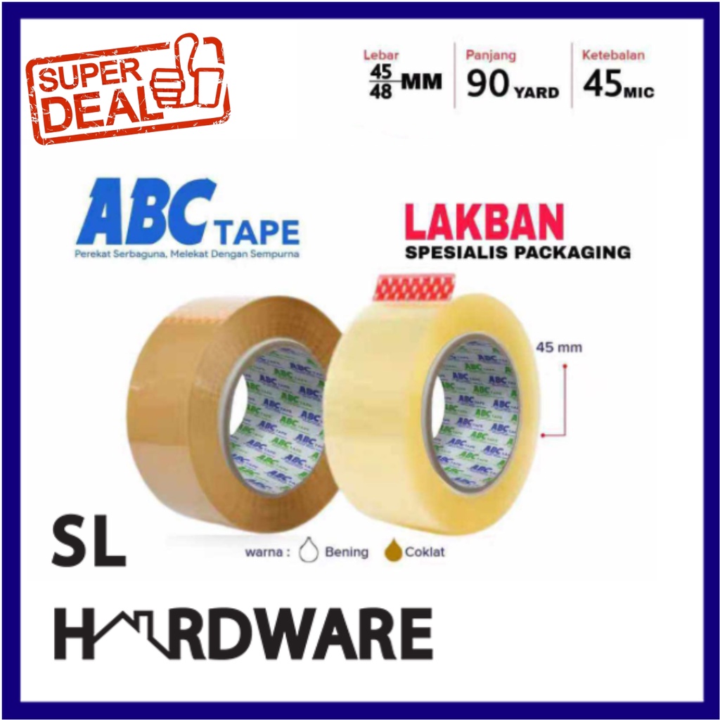 Jual DUS Lakban Cokelat Bening ABC Tape 90 yard 45 Micron 48mm 45mm ...