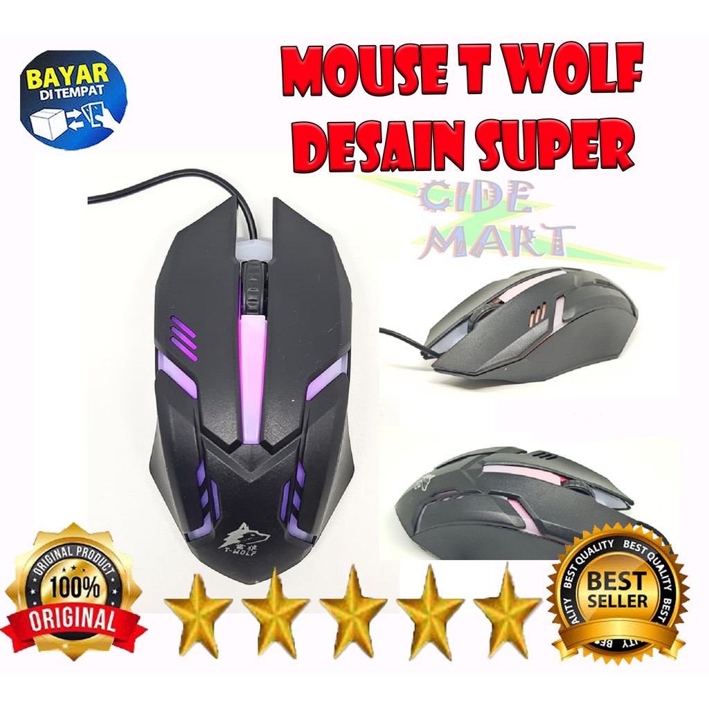 Jual MOUSE GAMING LED T-WOLF SUPER RESPONSIF / MOUSE GAMING MURAH TWOLF ...