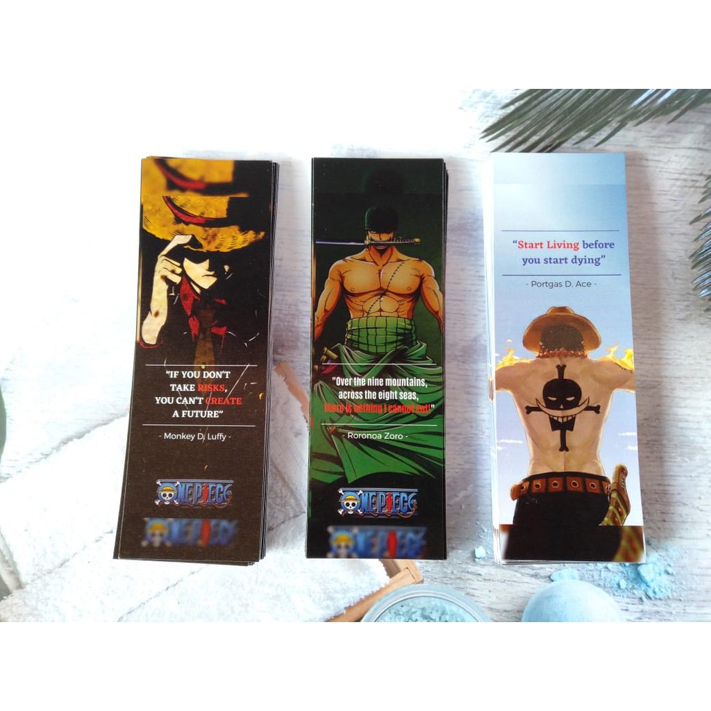Jual Set Bookmark / Pembatas Buku Set One Piece Quote Kutipan - Luffy ...