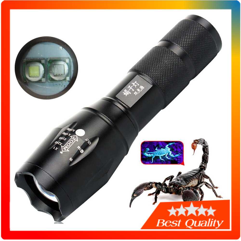 Jual Lampu Senter LED Super Terang Cree T6 1000 Lumens + 395NM UV Light ...