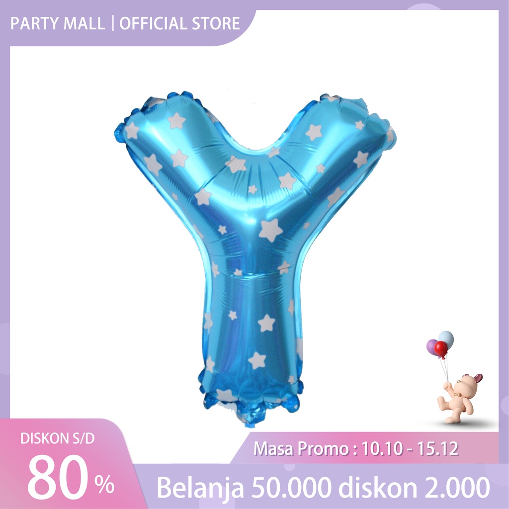 Jual Balon Foil Huruf Biru 16 Inch 40cm Abjad Alphabet A-Z Balon Foil ...