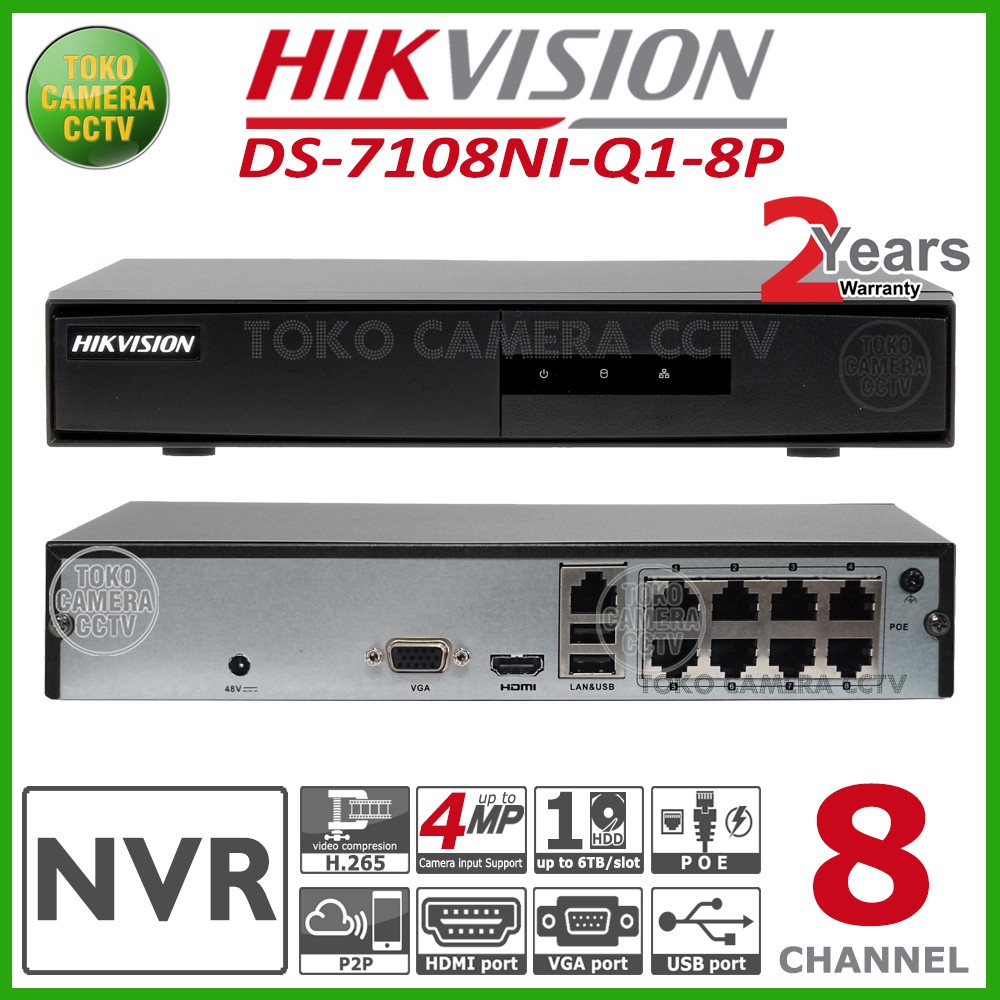 Jual NVR 8 CHANNEL HIKVISION DS-7108NI-Q1-8P-M POE | Shopee Indonesia