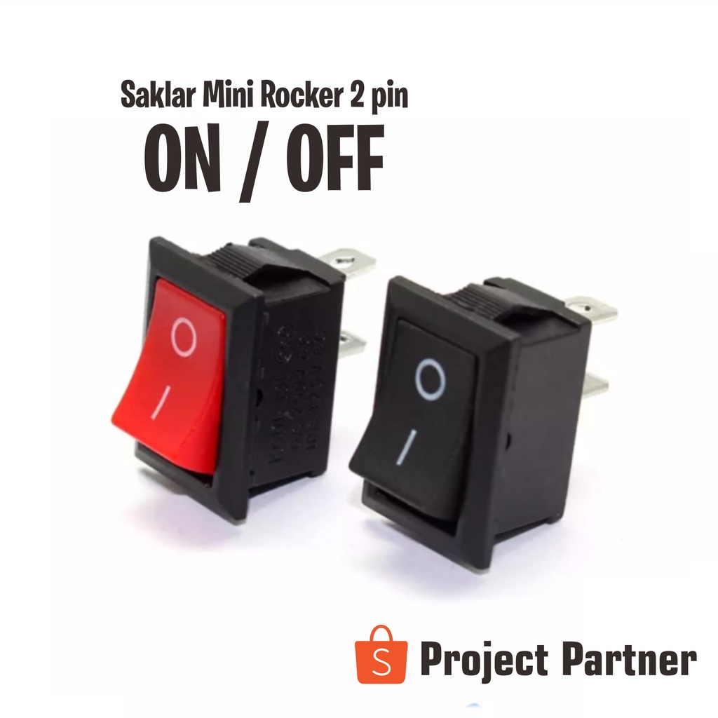 Jual Saklar Power On Off Mini Rocker Switch Mini 2 pin Merah 6A ...