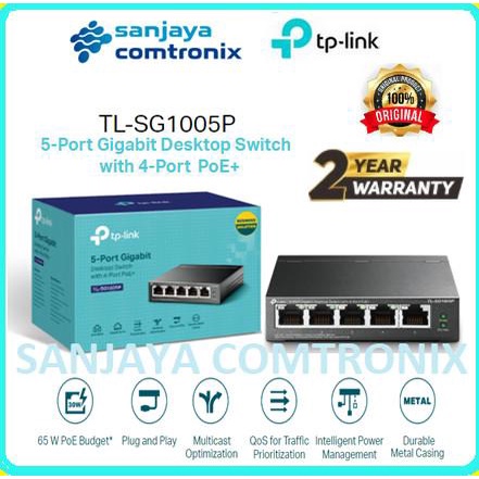 Jual TL-SG1005P TP-LINK 5-Port Gigabit Desktop PoE Switch with 4-Port | Shopee Indonesia