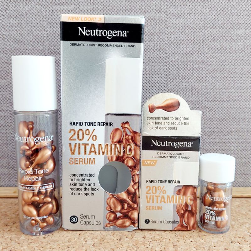Jual NEUTROGENA RAPID TONE 20% VITAMIN C REPAIR SERUM CAPSULES | Shopee ...