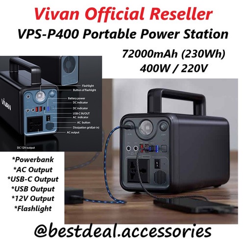 Jual Vivan VPS-P400 72000mAh Power Station Supply 400W 220V AC ...