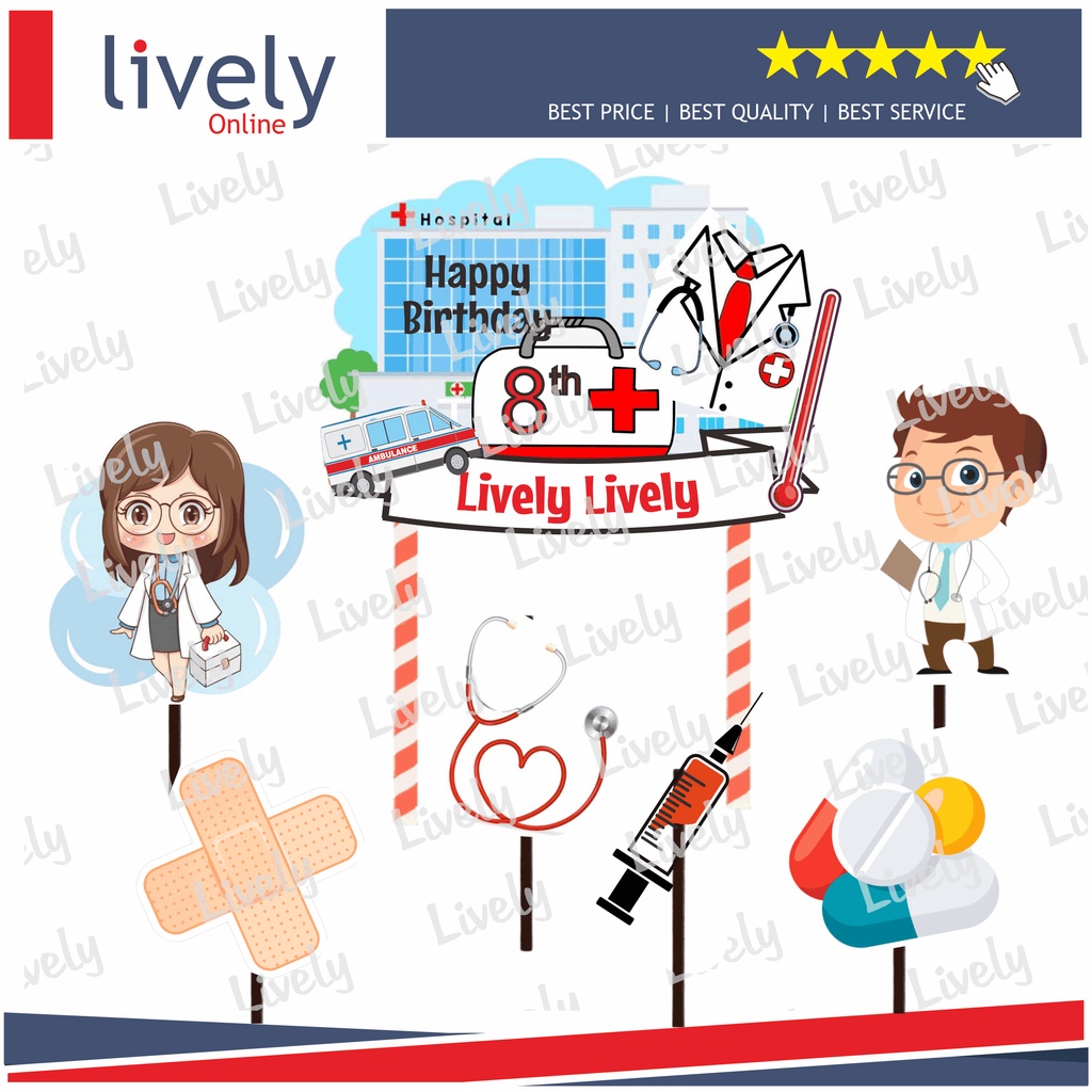 Jual CUSTOM NAMA CAKE TOPPER KARAKTER DOKTER HIASAN KUE ULANG TAHUN ...