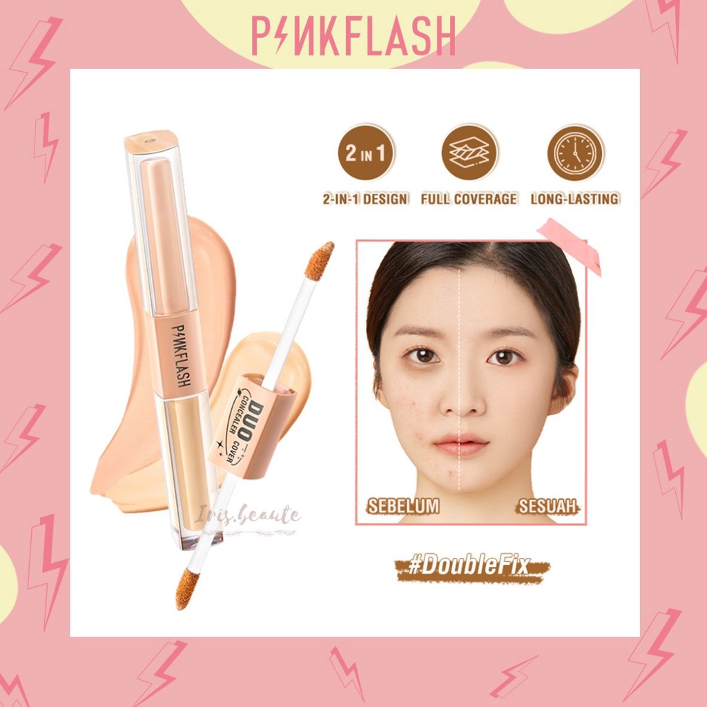 Jual PINKFLASH Duo Cover Concealer / DoubleFix 2in1 Dual Shade ...