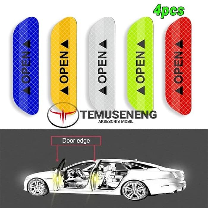 Jual 1 Set 4Pcs Hijau Sticker Reflektif Stiker Mobil Pintu Open Car ...