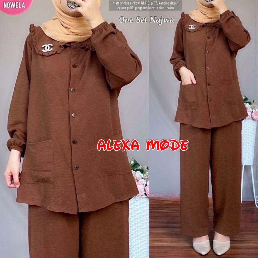 Jual NEW ONE SET NAJWA CRINKLE AIRFLOW LD 110 CM / SETELAN WANITA POLOS BAHAN CRINKLE PREMIUM ...