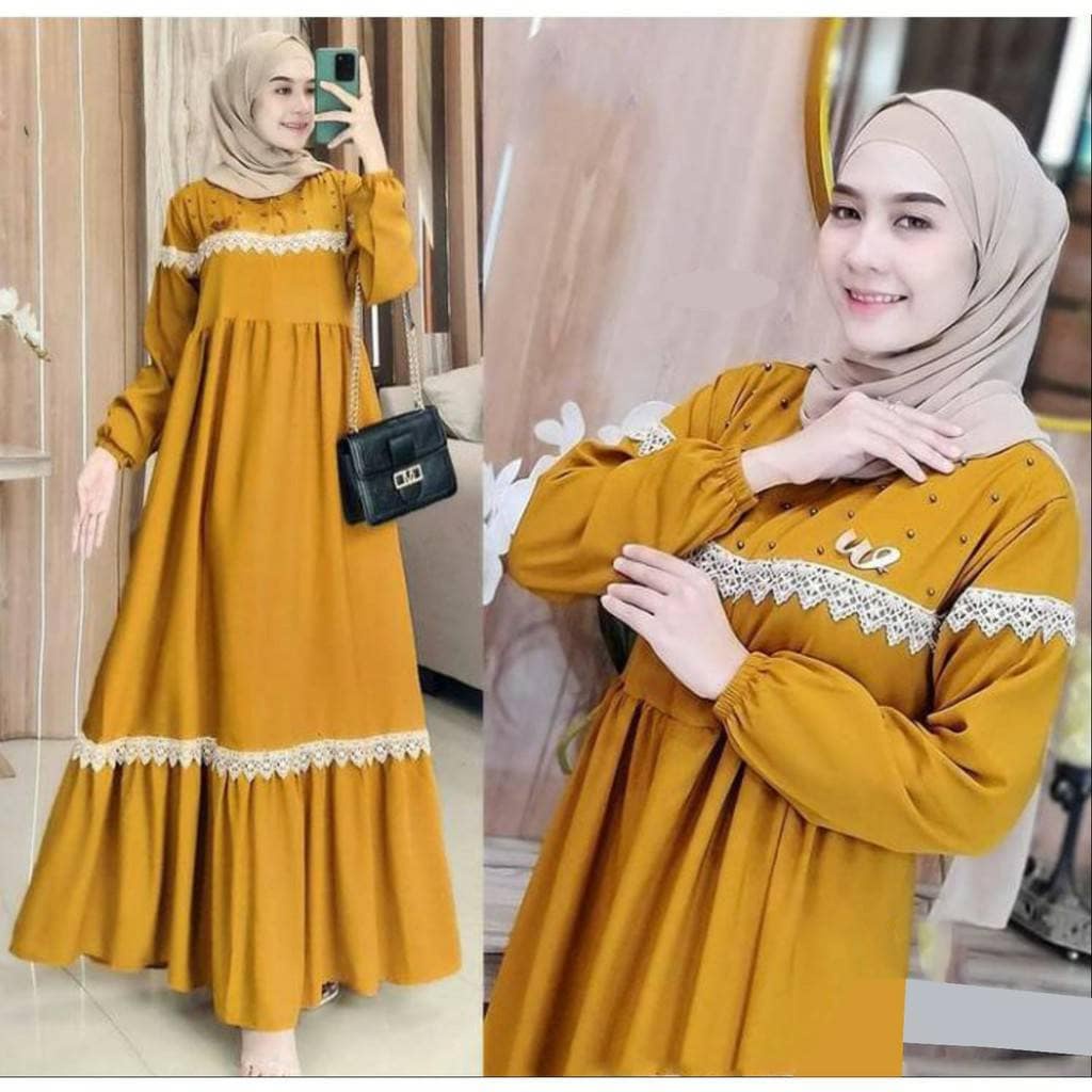 Jual Gamis Lebaran 2024 Terbaru VIOLA DRESS BAHAN CERUTY BABYDOLL FULL ...