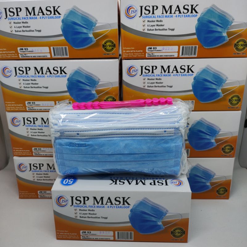 Jual Masker 4 Ply / 4ply JSP Medical Face Mask Original isi 50 pcs ...