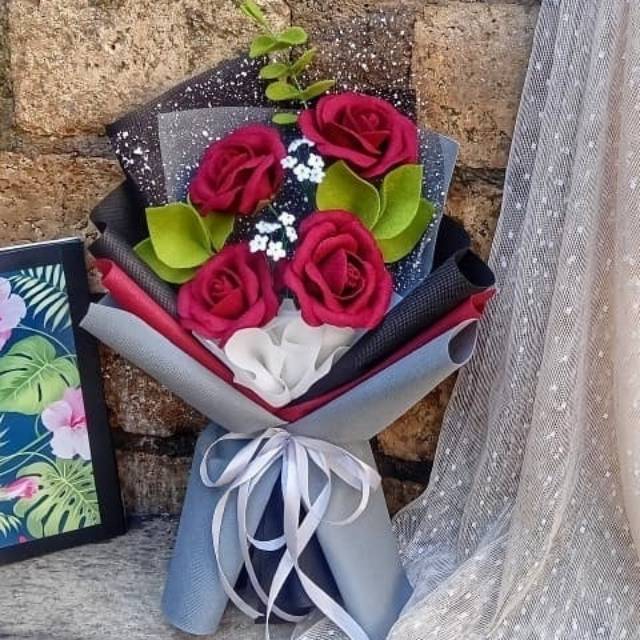 Jual Sunny Roses Maroon / buket bunga flanel bogor / buket bunga / kado ...