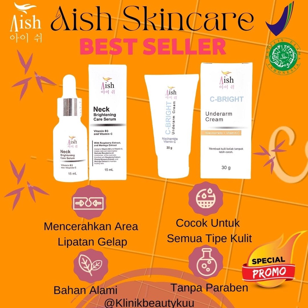 Jual AISH C BRIGHT Underarm Cream 30g | AISH NECK Brightening Serum ...