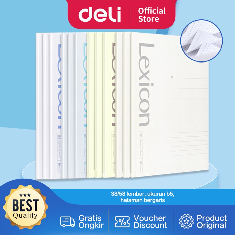 Jual Deli Notebook Buku Tulis Kantor B5 38/58 Lembar 7987 7988 | Shopee ...