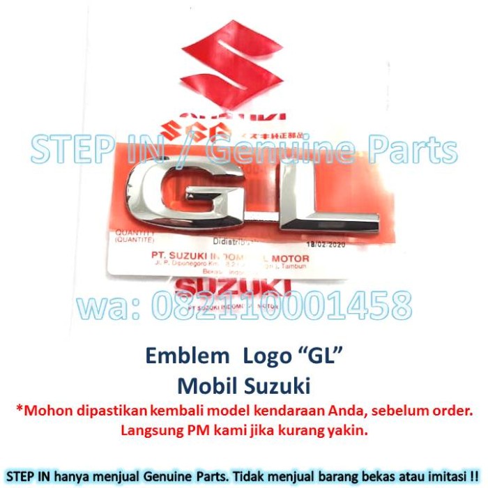 Jual Emblem Logo mobil Suzuki tipe GL tulisan chrome vernekel SGP ori baru | Shopee Indonesia