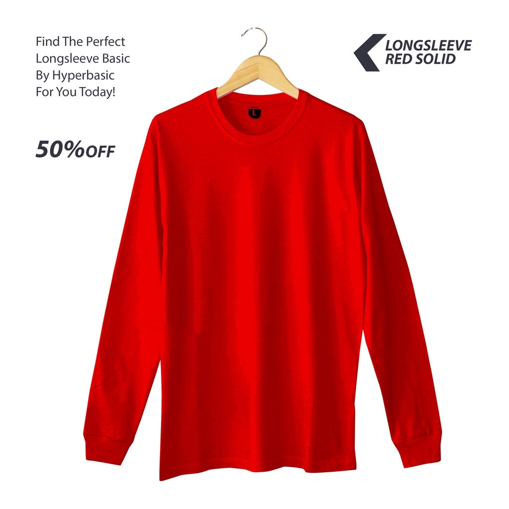 Jual Baju Kaos Polos Lengan Panjang Wanita Pria Warna Merah Cabe Red ...