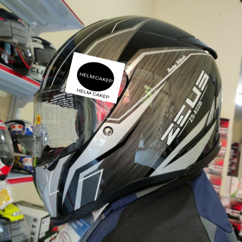 Jual Helm ZEUS ZS822 BLACK/A021 SILVER ZS 822 Helm zeus full face helm ...