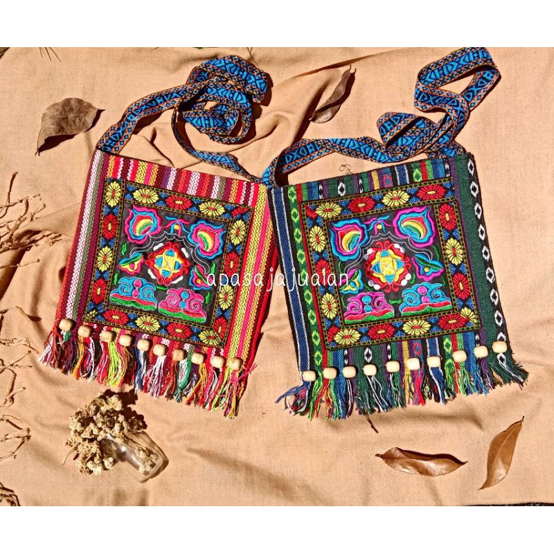 Jual Tas Selendang Etnik Embroidery Tenun Boho Hippie Timbul Sling Tote ...