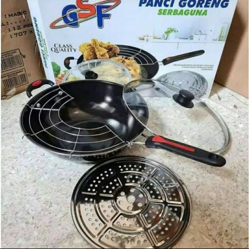 Jual GSF PANCI GSF SARING / WOK PAN 32 / PENGGORENGAN / KUALI / TEFLON ...