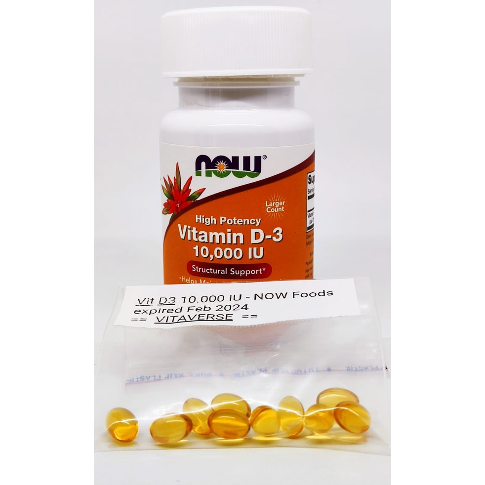 Jual Vitamin D3 10000 IU NOW FOODS ORIGINAL - per 10 KAPSUL | Shopee ...