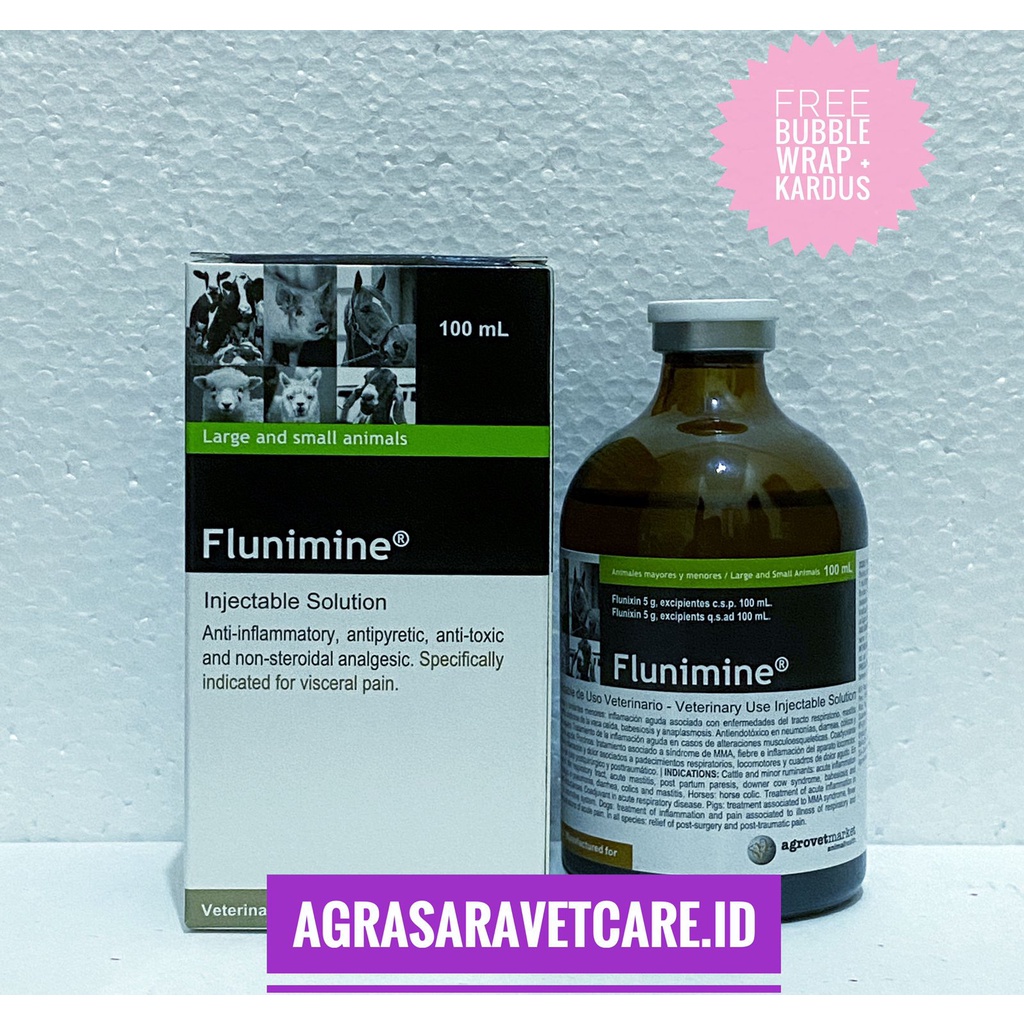 Jual FLUNIMINE 100 Ml - Flunixin Mirip FORTIS Untuk Kuda Kolik, Sapi ...