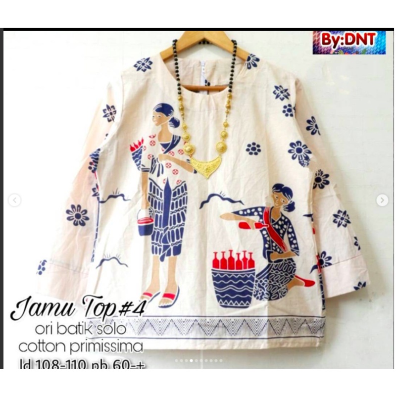 Jual BLUS TOP MBOK JAMU GENDONG BLOUSE BATIK CANTIK JUMBO BLUS LD 110 ...