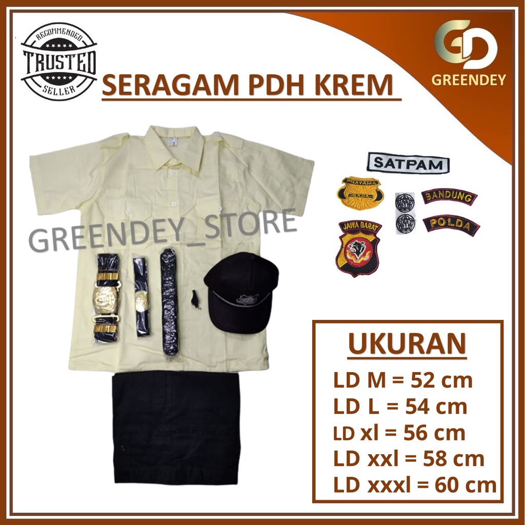 Jual BAJU SERAGAM PDH KREM SATPAM LENGKAP FULL SET ATRIBUT SETELAN PDH SECURITY TERBARU KREM ...