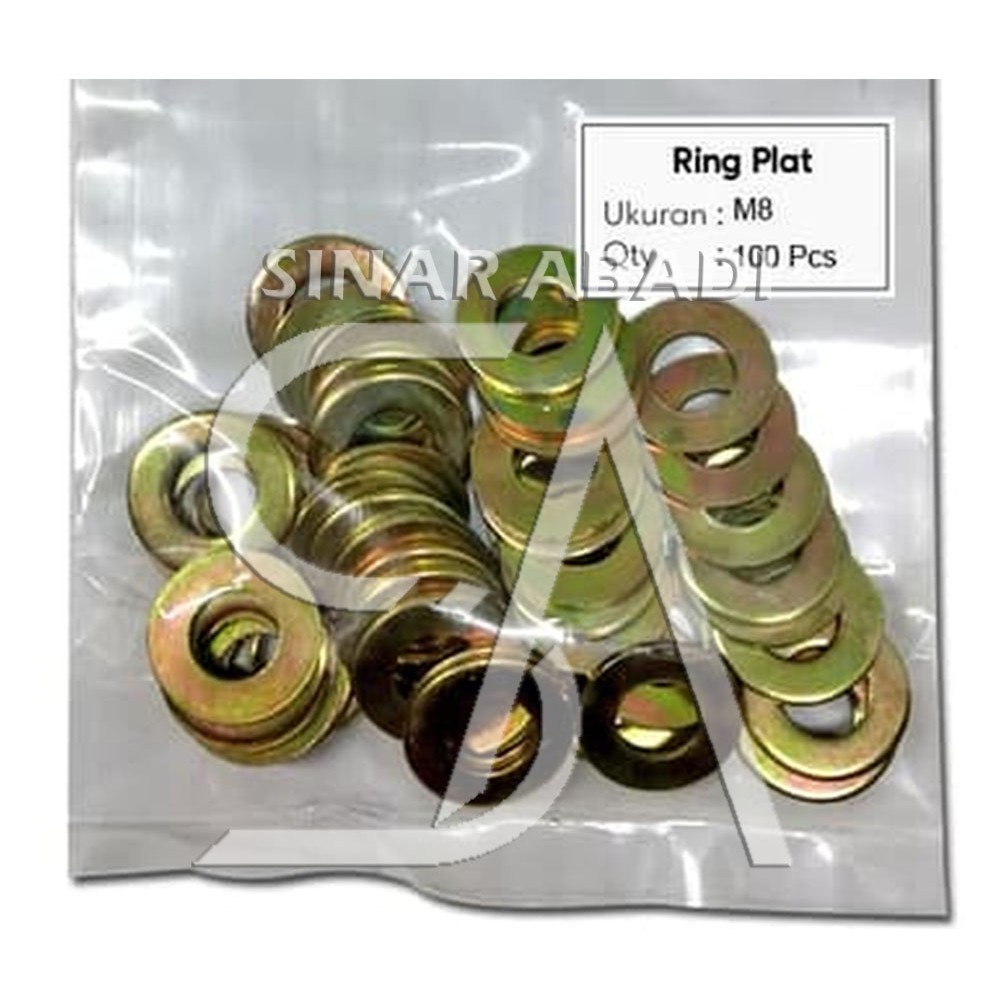 Jual RING PLAT M 8 - RING PLAT BAUT M8 ISI 100 PCS | Shopee Indonesia