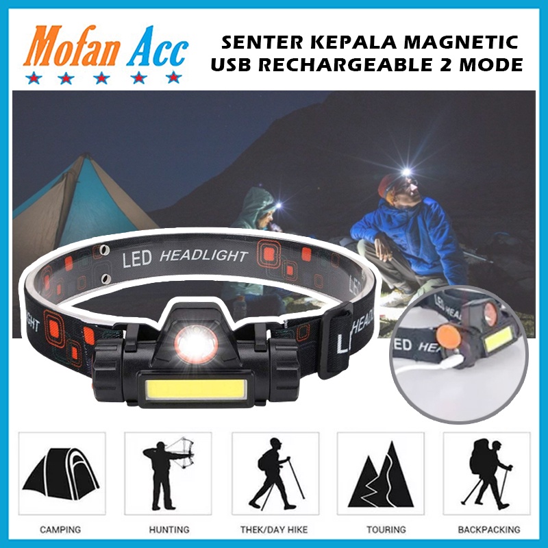 Jual Senter Kepala Mini LED 2 Mode / Headlamp COB 2in1/ Lampu Emergency ...