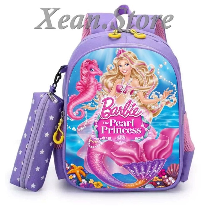 Jual Tas Ransel Sekolah Anak Karakter Disney BARBIE 2in1 ( Bonus Tempat ...