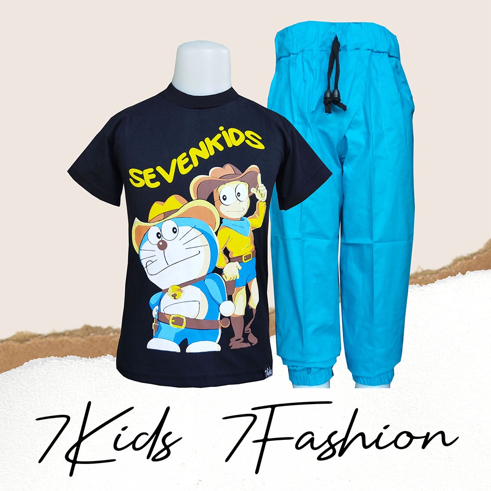 Jual DORAEMON-Baju Anak usia 3-12 tahun Setelan Kaos Distro Hitam ...