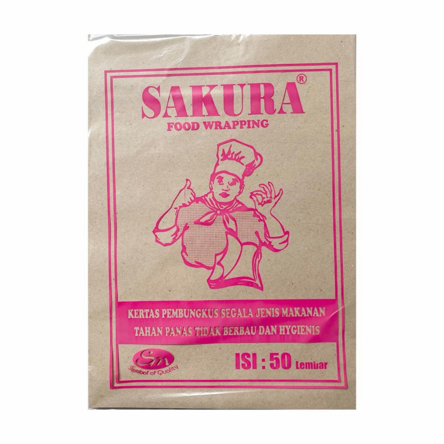 Jual Kertas Bungkus Nasi sakura cokelat warteg Ekonomis 37x27 Isi 50 ...
