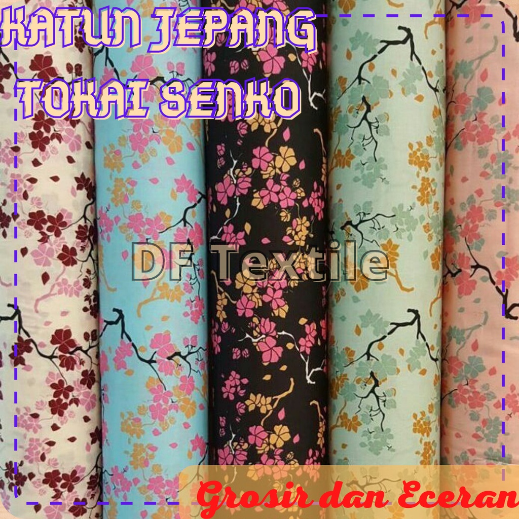 Jual Kain Katun Jepang Motif Bunga TJD22JN017 Japan Design Tokai Senko ...