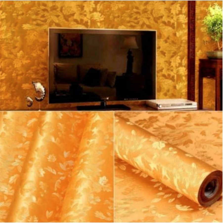 Jual Wallpaper Dinding Embos Ukuran 45 Cm X 10 M Motif Emboss Gold