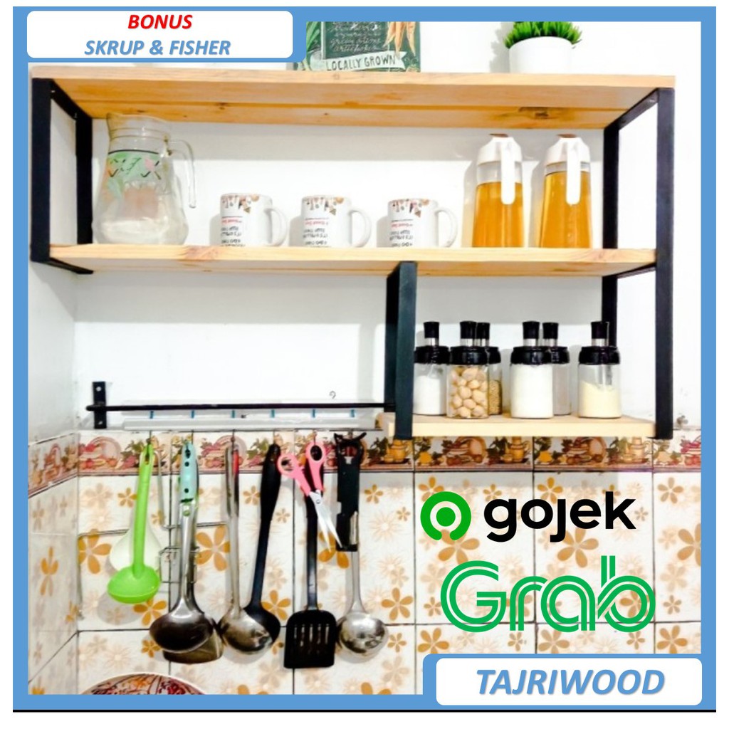 Jual Rak Bumbu Dapur lebar 3 susun Serbaguna / Kayu besi Minimalis ...