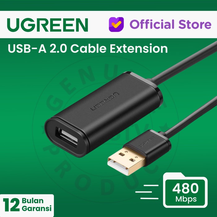 Jual UGREEN Kabel USB 2.0 Extension 15m, 20m with Chipset - US121 ...